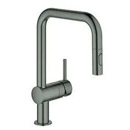 Grohe Minta Spültisch-Einhebelmischer 32322AL2 hard graphite gebürstet, herausziehbare Dual-Spülbrause, U-Auslauf