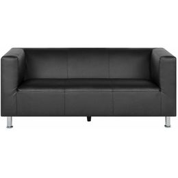 Beliani Sofa Schwarz Kunstleder 3-Sitzer Minimalistisch Wohnzimmer