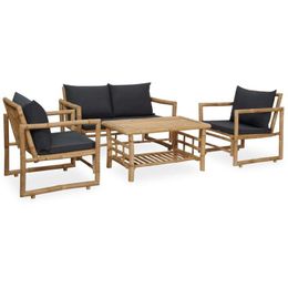 vidaXL - 4-tlg. Garten-Lounge-Set mit Auflagen Bambus