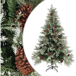 Weihnachtsbaum mit Zapfen Grün und Weiß 150 cm pvc & pe vidaXL