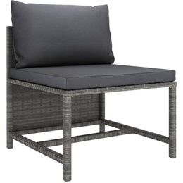 Modulares Mittelsofa mit Kissen Grau Poly Rattan vidaXL