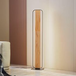 LINDBY LED-Stehleuchte Romilda, grau, Holz, Höhe 122 cm