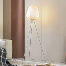 LINDBY Stehleuchte Helin, beige, Textil, Tripod, 144 cm