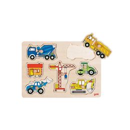 goki Wooden Stud Puzzle - Work Vehicles Holz