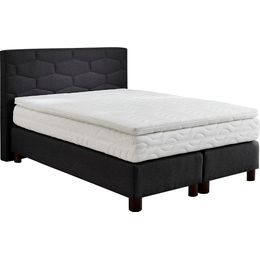 Boxspringbett, grau (charcoal), B:155cm L:210cm, Bezug: 80% Baumwolle/20% Polyester, Westfalia Schlafkomfort, Komplettbetten, Boxspringbett, wahlweise mit Topper