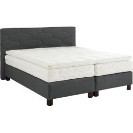 Boxspringbett, grau (anthrazit), B:215cm L:210cm, Bezug: 80% Baumwolle/20% Polyester, Westfalia Schlafkomfort, Komplettbetten, Boxspringbett, wahlweise mit Topper