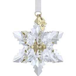 Dekohänger Swarovski "Sammelfigur Annual Edition Festive 3D Ornament 2024, 5674347, 5674348" Gr. B/H/T: 4,56cm x 5,94cm x 4,56cm, champagner-goldfarben-weiß-kristallweiß Swarovski Kristall