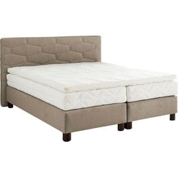 Boxspringbett, beige (sand), B:175cm L:210cm, Bezug: 80% Baumwolle/20% Polyester, Westfalia Schlafkomfort, Komplettbetten, Boxspringbett, wahlweise mit Topper