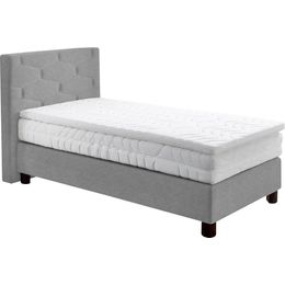 Boxspringbett, grau, B:105cm L:210cm, Bezug: 100% Polyester, Westfalia Schlafkomfort, Komplettbetten, Boxspringbett, wahlweise mit Topper