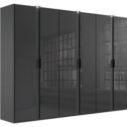 Drehtürenschrank wimex "Rimini by fresh to go, 200, 250 oder 300cm Breite, 216cm hoch" Schränke Gr. B/H/T: 300cm x 216cm x 58cm, 6 St., graift, glas grau LED Bleuchtung inklusive, mit Glasfronten, Metallgriffen