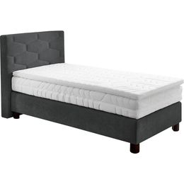 Boxspringbett, grau (anthrazit), B:135cm L:210cm, Bezug: 100% Polyester, Westfalia Schlafkomfort, Komplettbetten, Boxspringbett, wahlweise mit Topper