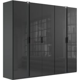 Drehtürenschrank wimex "Rimini by fresh to go, 200, 250 oder 300cm Breite, 216cm hoch" Schränke Gr. B/H/T: 250cm x 216cm x 58cm, 5 St., graift, glas grau LED Bleuchtung inklusive, mit Glasfronten, Metallgriffen