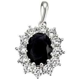 Ketten-Anhänger Firetti "Schmuck Geschenk Silber 925 Halsschmuck Anhänger Lady D Royal" Schmuckanhänger Gr. Silber 925 (Sterlingsilber), 2,10 g, silberfarben (silberfarben-onyxschwarz-kristallweiß + onyxschwarz-kristallweiß) Damen mit Glasstein, Zirkonia (synth.)