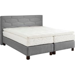 Boxspringbett, grau, B:175cm L:210cm, Bezug: 100% Polyester, Westfalia Schlafkomfort, Komplettbetten, Boxspringbett, wahlweise mit Topper