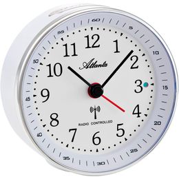 Funkwecker Atlanta Wecker silberfarben (weiß-silberfarben) ideal für Reisen, Geschenkidee, Beleuchtung, Weckwiederholung, analog