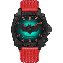 Quarzuhr Police "BATMAN" Armbanduhren rot Herren Armbanduhr, Herrenuhr, Lederarmband, limited Edition