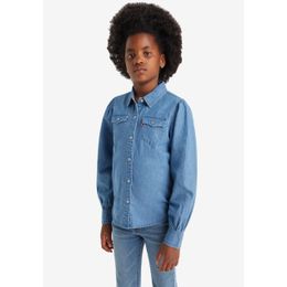 Jeansbluse LEVI'S KIDS, Mädchen, Gr. 8 (128), clean medium, Denim/Jeans, Obermaterial: 100% Baumwolle, Langarm, Blusen