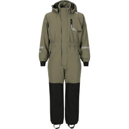 Skianzug ZIGZAG "Winterfun", Kinder, Gr. 104, grün (olivgrün), 100% Polyester, unifarben, Sportanzüge, mit wärmeisolierendem und atmungsaktivem Polster