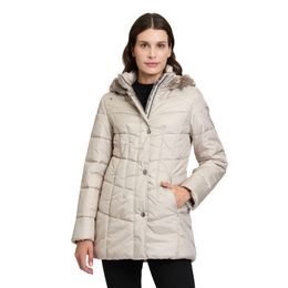 Outdoorjacke Betty Barclay "Betty Barclay Outdoorjacke mit Kapuze", Damen, Gr. 38, silber (silber cloud), Obermaterial: 88% Polyester, 12% Polyamid. Futter: 100% Polyester. Füllung: 100% Polyester., feminin, figurumspielend, Jacken