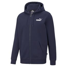 Sweatjacke Puma "Essentials Logo Kapuzenjacke Herren", Herren, Gr. S, blau (peacoat blau), Obermaterial: 66% Baumwolle, 34% Polyester; Kapuzenfutter: 100% Baumwolle; Rippe: 97% Baumwolle, 3% Elasthan, Sweatjacken