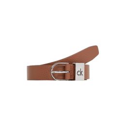 Ledergürtel Calvin Klein "CK LOOP THIN ROUND BUCKLE 2.5" Gr. 100, braun (carob braun) Damen Gürtel Logoprägung