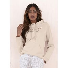 Hoodie Lascana Gr. 32/34, braun (nougat), Damen, Sweatware, Obermaterial: 50% Baumwolle, 50% Polyester, bedruckt, unifarben, Sweatshirts Homewear Oberteile, mit Kängurutasche, Loungeanzug, Topseller