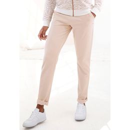 Loungepants Lascana, Damen, Gr. 32/34, N-Gr, braun (nougat), Sweatware, Obermaterial: 50% Baumwolle, 50% Polyester, unifarben, casual, bequem lang, Hosen Homewear Hose Relaxhose, mit modischem Umschlagsaum, Loungeanzug