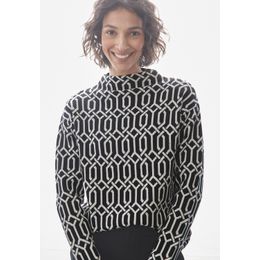 Strickpullover Street One Gr. 38, schwarz Damen Pullover mit grafischem Muster