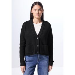 Cardigan STREET ONE STUDIO Gr. 34, schwarz Damen Strickjacken mit V-Ausschnitt