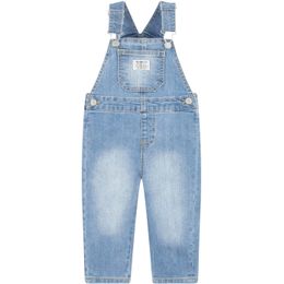 Latzjeans LEVI'S KIDS "SHORTALL" Gr. 12M (80), N-Gr, basil sky Jungen Jeans UNISEX