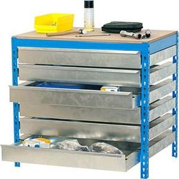 Simonrack Werkbank SIMONWORK BT5 BOX blau 6 Schubladen 121,0 x 76,0 x 84,2 cm