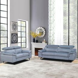 Happy Home Sofaset 2tlg. Couchgarnitur 3-2-Sitzer HSP110-GRA Samtstoff grau