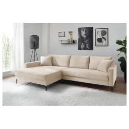 Ecksofa TRENDS BY HG "Summer L-Form" Sofas Gr. B/H/T: 278cm x 86cm x 174cm, Cord, Recamiere links, ohne Kopfstütze, beige (cream) in Cord-Stoff mit Metallfuß