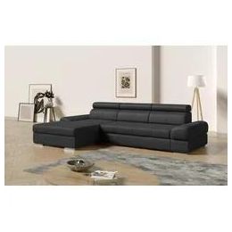 Sit & More Ecksofa SIT & MORE "Broadway L-Form" Sofas Gr. B/H/T: 284cm x 79cm x 171cm, NaturLEDER, Recamiere links, mit Bettfunktion, schwarz inklusive Kopfteilverstellung, wahlweise mit Bettfunktion