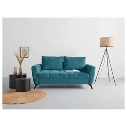 2,5-Sitzer Inosign "Lörby" Sofas Gr. B/H/T: 180cm x 90cm x 92cm, Aqua Clean Pascha, Aqua Clean Pascha, blau (petrol) auch mit Aqua clean-Bezug, feine Steppung im Sitzbereich, lose Kissen