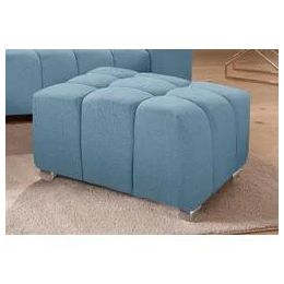 Hocker exxpo - SOFA FASHION "Elias" Gr. B/H/T: 71cm x 42cm x 71cm, Webvelours, Hocker, blau (azur) Polsterhocker Hocker