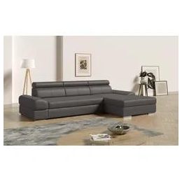 Sit & More Ecksofa SIT & MORE "Broadway L-Form" Sofas Gr. B/H/T: 284cm x 79cm x 171cm, Luxus-NaturLEDER, Recamiere rechts, mit Bettfunktion, braun (mokka) inklusive Kopfteilverstellung, wahlweise mit Bettfunktion