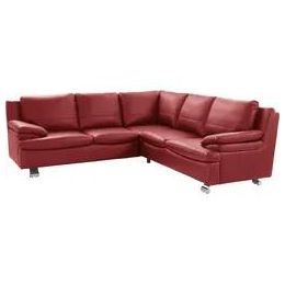 Ecksofa Places of Style "Drover L-Form" Sofas Gr. B/H/T: 247cm x 91cm x 247cm, NaturLEDER LongLife100, rot (kirsche) gleichschenklig, in Echtleder