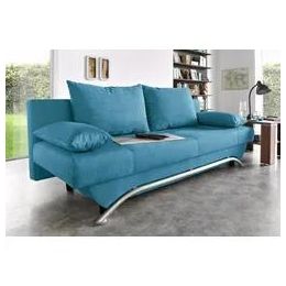 Jockenhöfer Schlafsofa JOCKENHÖFER GRUPPE "Nancy" Sofas Gr. B/H/T: 190cm x 81cm x 81cm, Luxus-Microfaser ALCATOP, blau (petrol) inklusive Bettfunktion und Bettkasten, lose Rückenkissen