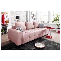 Schlafsofa Collection AB "Bella" Sofas Gr. B/H/T: 241cm x 90cm x 94cm, Struktur, mit Bettfunktion-mit Bettkasten, rosa (rose) mit Bettfunktion und Bettkasten, inkl. loser Rücken- Zierkissen