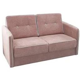 Schlafsofa Home Affaire "Merina" Sofas Gr. B/H/T: 147cm x 89cm x 87cm, Luxus-Microfaser, rosa (flamingo) mit zweigeteilter Bettfunktion, Auszug nach vorn, Federkern