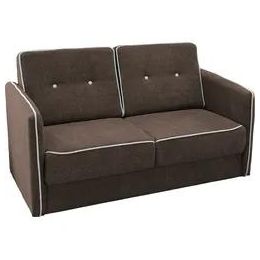 Schlafsofa Home Affaire "Merina" Sofas Gr. B/H/T: 147cm x 89cm x 87cm, Luxus-Microfaser, braun (dunkelbraun) mit zweigeteilter Bettfunktion, Auszug nach vorn, Federkern