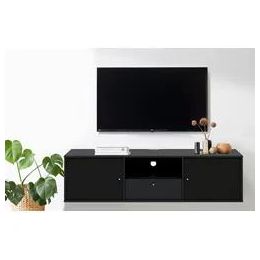 TV-Board HAMMEL FURNITURE "Mistral Fernsehschrank, Medienmöbel, Hängend" Sideboards Gr. B/H/T: 161,5cm x 42cm x 45cm,, schwarz (schwarz gebeizt) mit Türen Akustikstoff, Kabeldurchführung, Lowboard, B: 161,5 cm