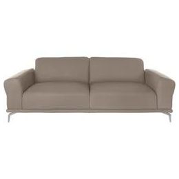 2,5-Sitzer W.Schillig "montanaa" Sofas Gr. B/H/T: 232cm x 78cm x 94cm, Longlife Xtra-Leder Z59, braun (stone z59) mit Metallfüßen in Silber matt, Breite 232 cm