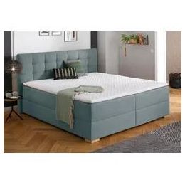 Boxbett Home Affaire "Olivet" Komplettbetten Gr. Struktur (100% Polyester), Liegefläche B/L: 180cm x 200cm, Gewicht bis: 100 kg H3, Bonnell-Federkernmatratze, blau (petrol) in 4 Farben, Breiten, 2 Matratzenarten, auch Überlänge 220 cm