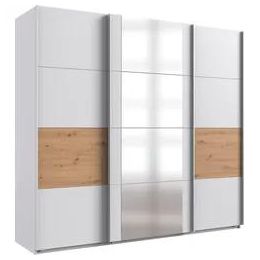 Schwebetürenschrank wimex "Barmbek Schlafzimmerschrank BESTSELLER Garderobenschrank" Schränke Gr. B/H/T: 225cm x 208cm x 64cm, 3 St., weiß (weiß/artisan eiche nachbildung/spiegel) Kleiderschrank mit 2 Stoffboxen und zusätzlichen Böden, Spiegeltür