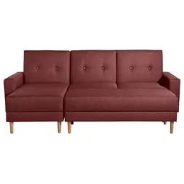 Ecksofa Max Winzer "Just Chill kubisches Schlafsofa im skandinavischen Stil, bequem" Sofas Gr. B/H/T: 230cm x 93cm x 152cm, Strukturgewebe 16523, Recamiere beidseitig montierbar, ohne Hocker, rot Recamiere links oder rechts montierbar, mit Rückenverstellung