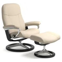 Relaxsessel stressless "Garda", beige (cream batick), B:91cm H:102cm T:79cm, Sessel, mit Signature Base, Größe L, Gestell Schwarz