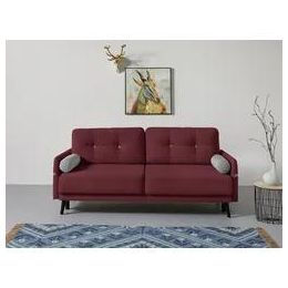 Schlafsofa Inosign Sofas Gr. B/H/T: 210cm x 92cm x 101cm, Samtvelours, mit Bettfunktion-mit Bettkasten, rot (weinrot) incl. Bettfunktion und Bettkasten, Seitentache im Armteil, Federkern