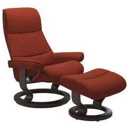 Relaxsessel stressless "View" Sessel Gr. ROHLEDER Stoff Q2 FARON, Cross Base Braun, Relaxfunktion-Drehfunktion-PlusTMSystem-Gleitsystem, B/H/T: 82cm x 108cm x 81cm, rot (rust q2 faron) mit Classic Base, Größe M,Gestell Braun